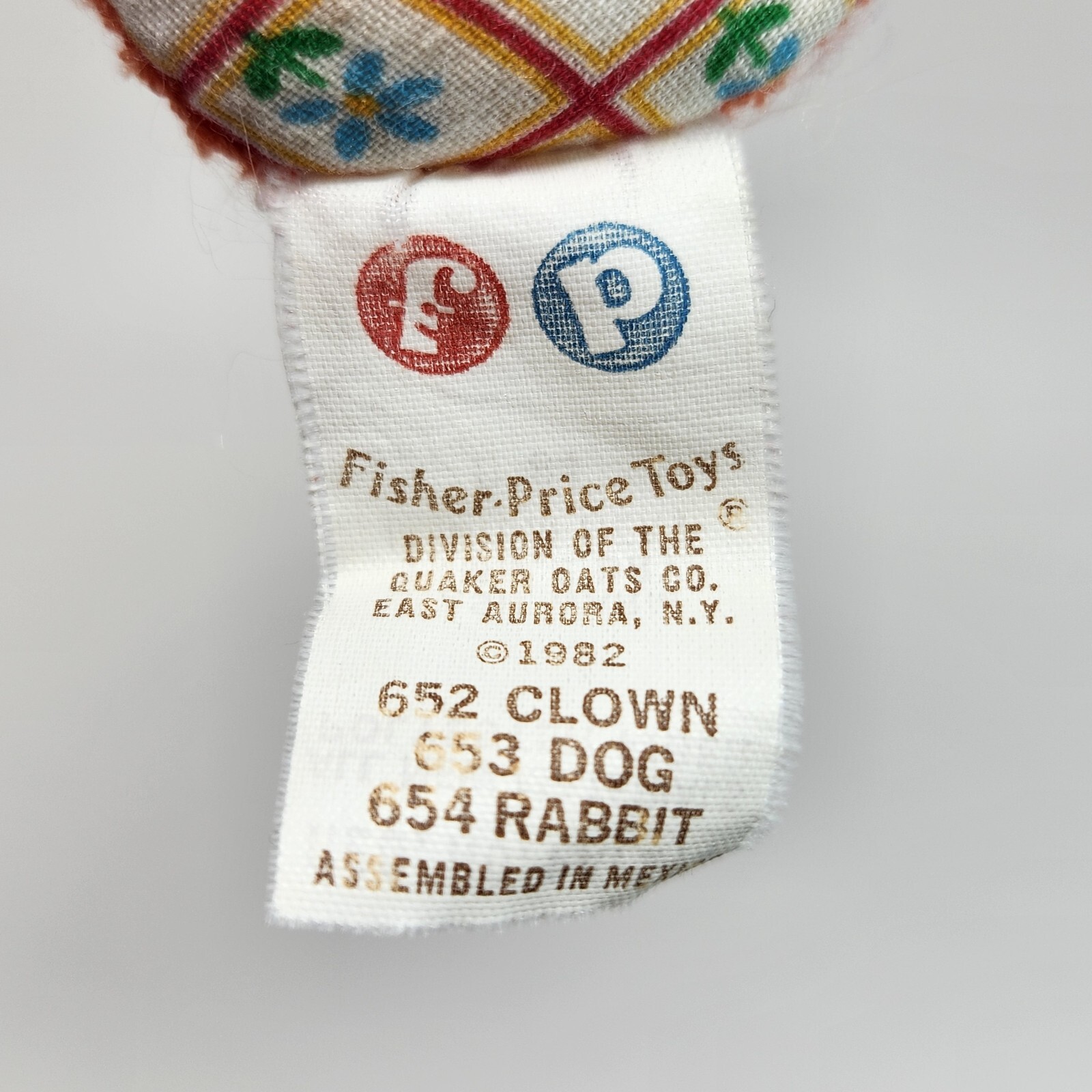 VINTAGE 1982 FISHER PRICE ORANGE DOG RATTLE 653 STUFFED ANIMAL PLUSH ...