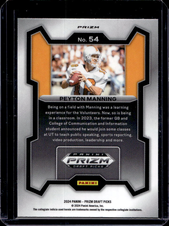 2024 Panini Prizm Collegiate Draft Picks Peyton Manning Red Ice #54 | eBay
