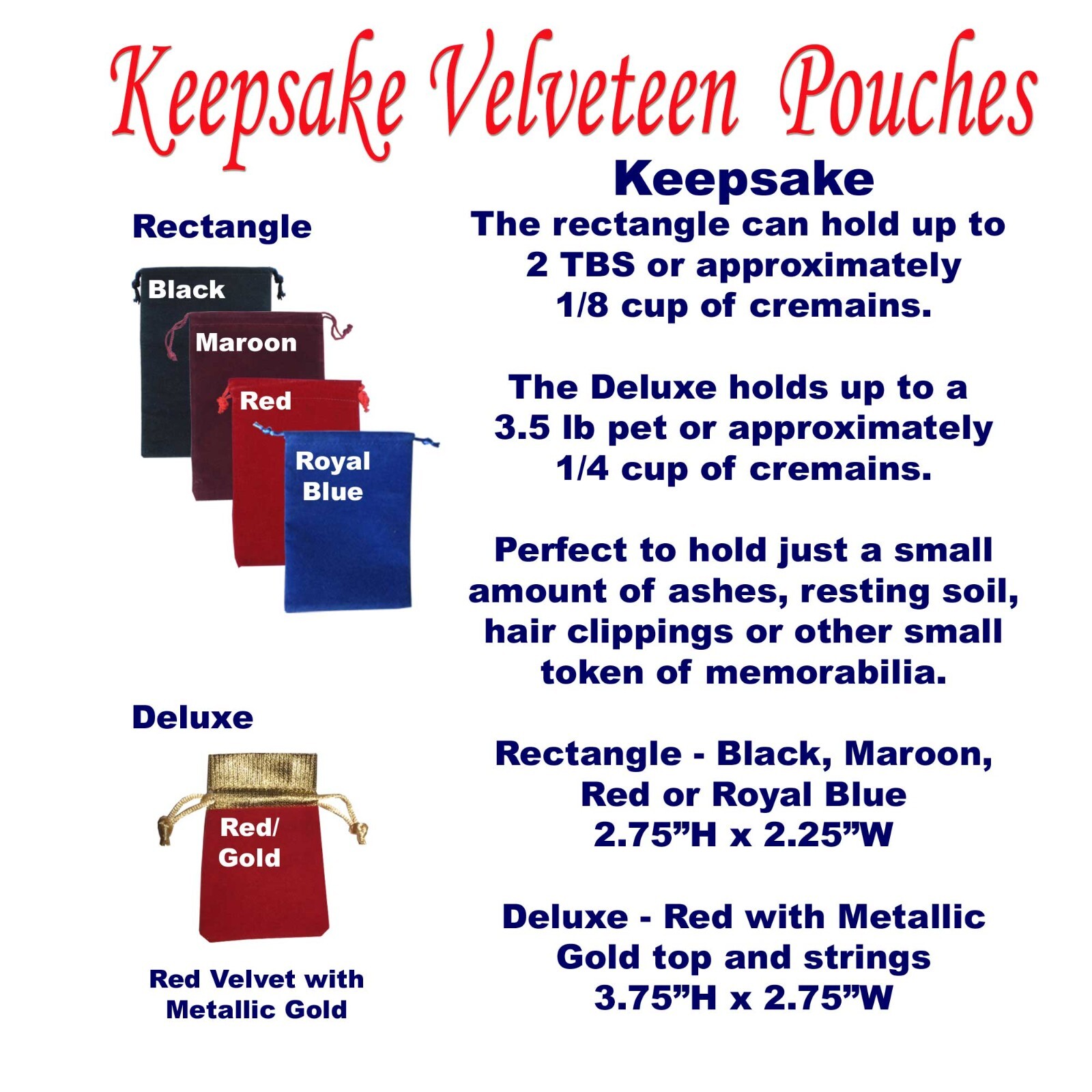 Velveteen Cremation Pouch, Pet Ashes Bag, Pet Loss, Many Sizes and ...