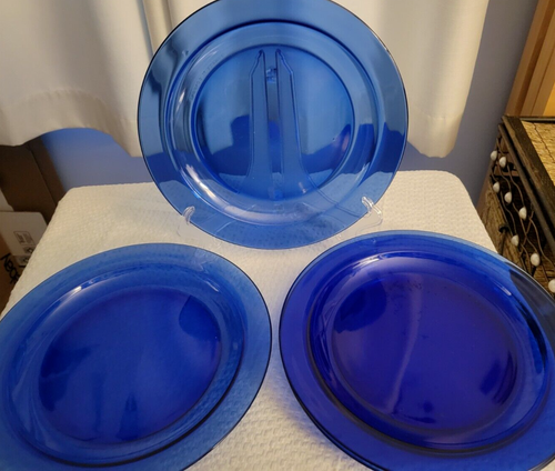 Set of 4 Arcoroc of France Cobalt blue 9 1/4" Dinner Plates | eBay