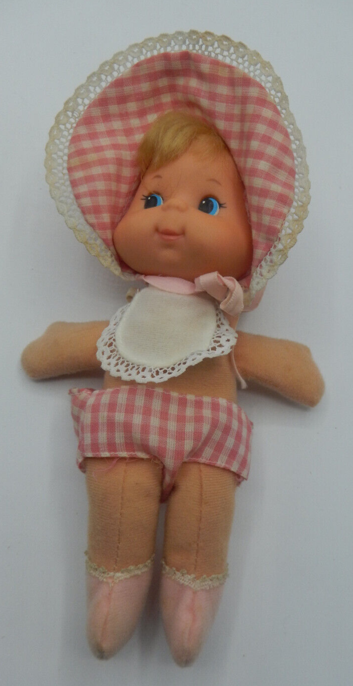 Vintage Mattel Honey Baby Bonnet Beans Doll Toy Pretty Pink Gingham ...