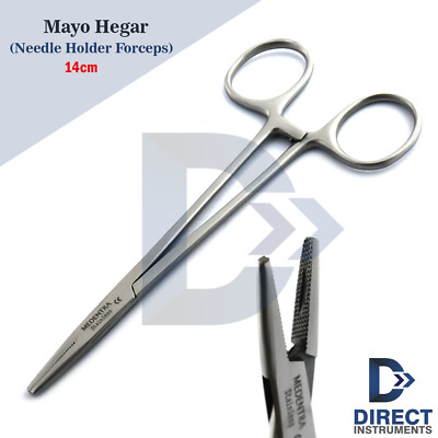 Mayo Hegar Needle Holder Driver 14cm Suture Surgical Piercing Groove ...