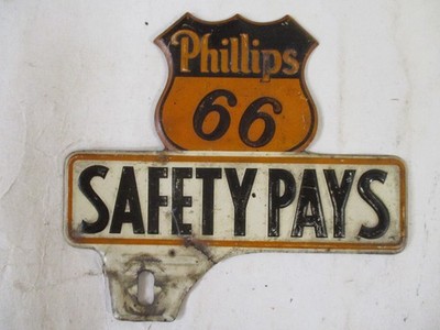 1940s Phillips 66 topper booster gas oil for License Plate Tag SP | eBay