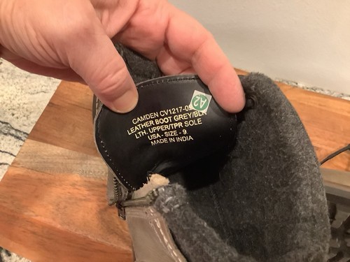 Crevo Camden Leather Boot Grey Black Men Size 9 US Zipper | eBay