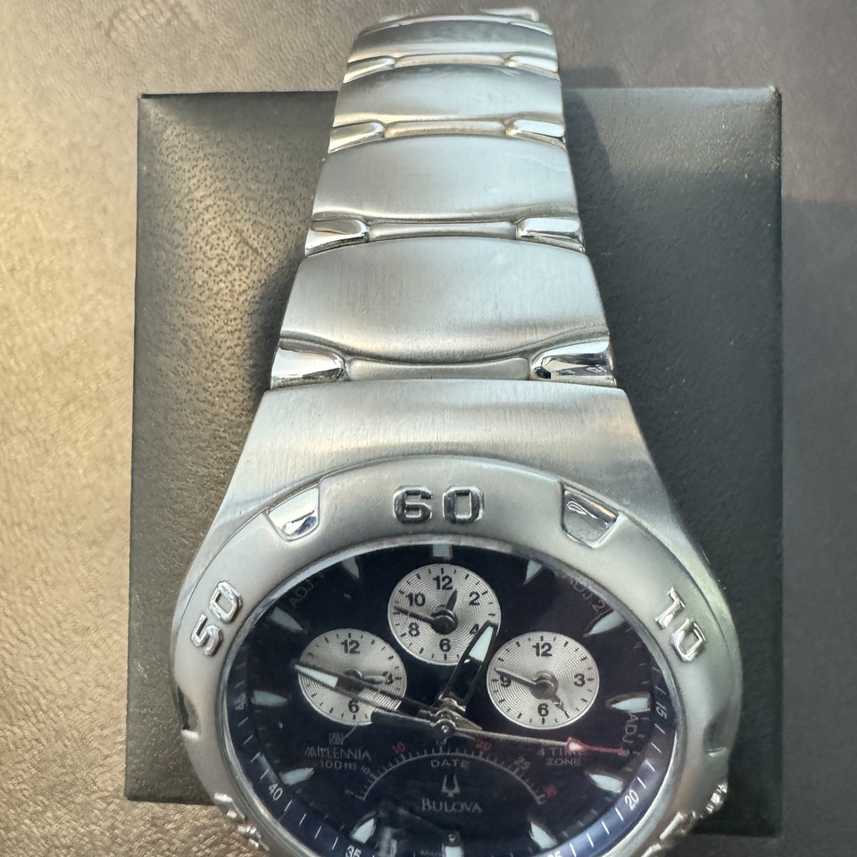 BULOVA MILENNIA MEN'S WATCH CHRONO ALL S/S ORIGINAL JAPAN 96G13 ...