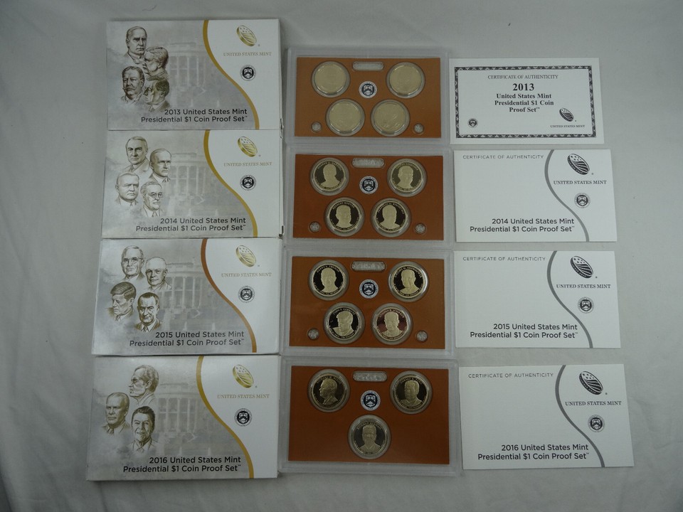 2007-2016 Presidential Dollar Proof Sets w/ Box & COA 39 Coins US Mint ...