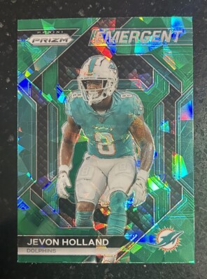 JEVON HOLLAND 2023 Panini Prizm Green Cracked Ice Emergent Dolphins #H ...