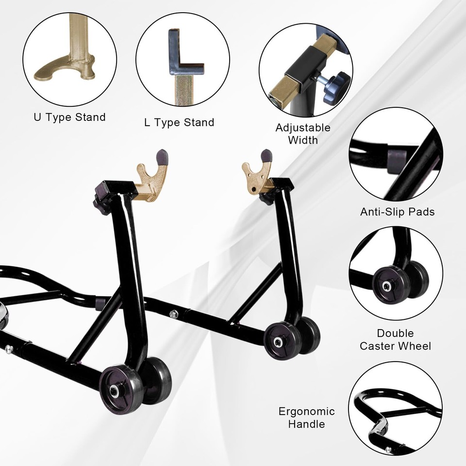 BIG RED Motorcycle Stand Adjustable Sport Bike Front,Rear Wheel Lift ...