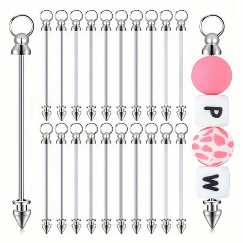 20Pcs Beadable Keychain Bar, Metal DIY Blank Bead Key Chain Making ...