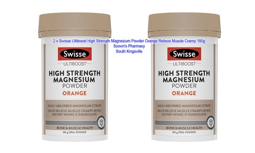 2 x Swisse Ultiboost High Strength Magnesium Powder Orange For Muscle ...