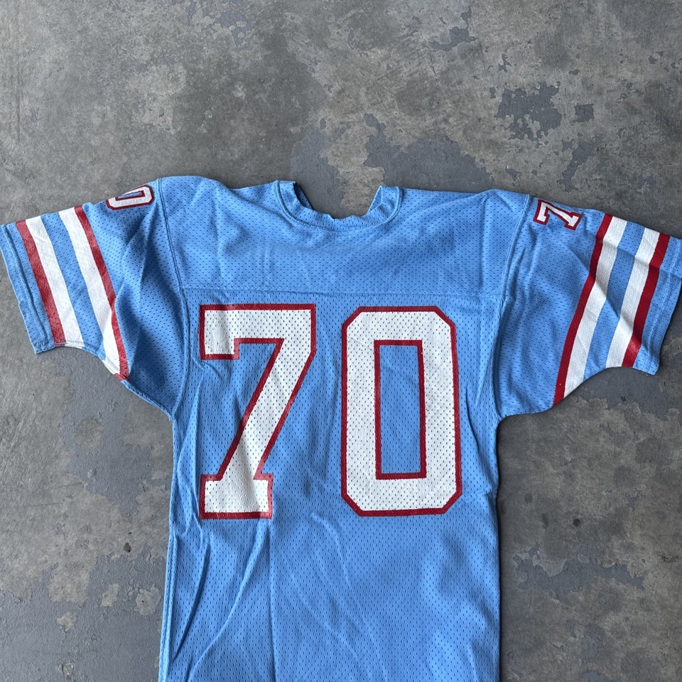 Houston Oilers 1980s Vintage Medalist Sand Knit Jersey #70 Youth XL | eBay