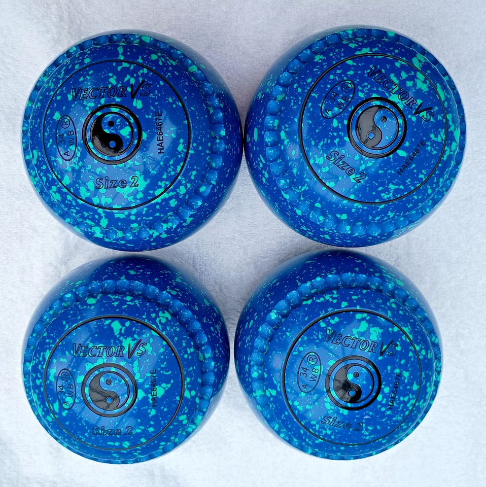 Taylor Vector VS Lawn Bowls Size 2 Xtreme Grip in blue/mint speckle ...