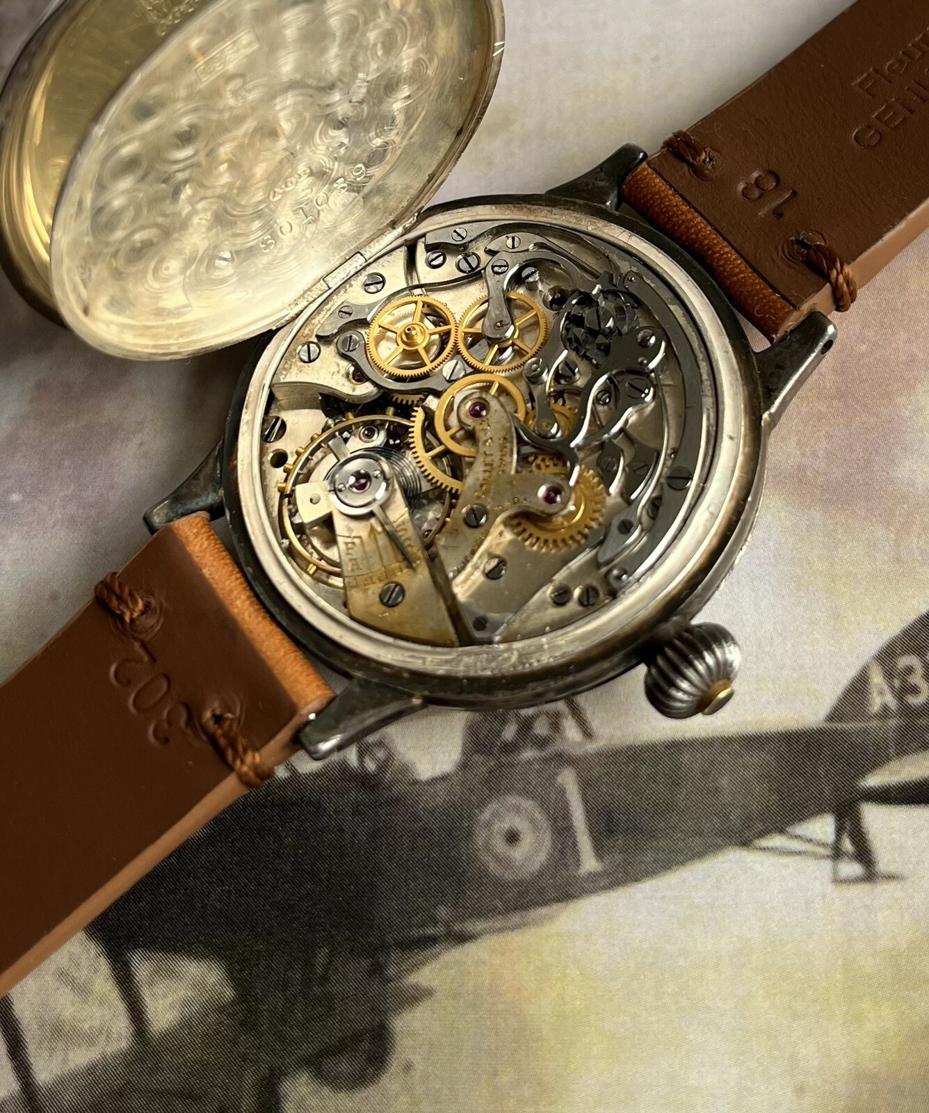 Rare Vintage WW1 Military Gallet Multi-Chron Chronograph Silver Watch ...