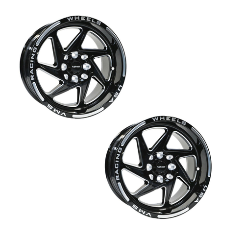 VMS Typhoon Black Milled Polished Drag Racing Rims Wheels 15X8 4X100 ...
