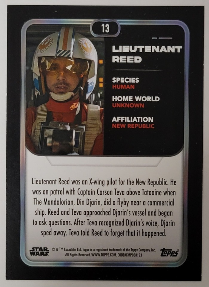 2023 Topps Star Wars Base #13 LIEUTENANT REED - The Book of Boba Fett ...