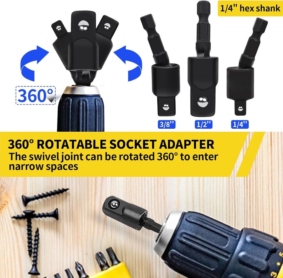 Flexible Drill Bit Extension Right Angle Drill Attachment Set, 360 ...