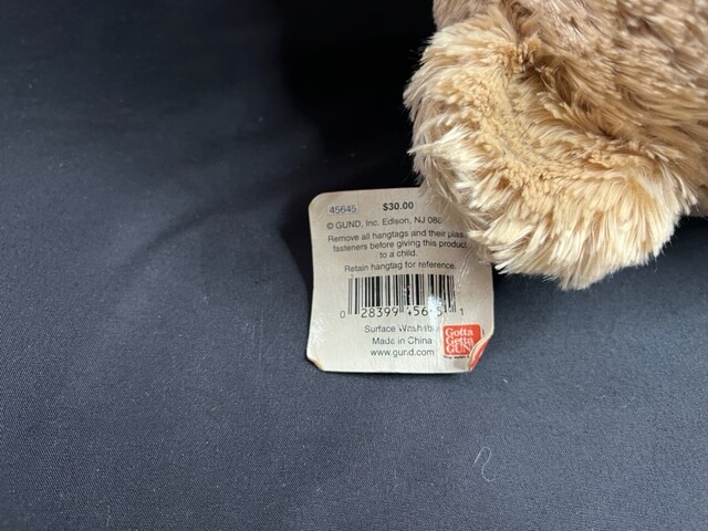 Gund Brown Teddy Bear Denim Blue Jacket Brass Buttons Plush Threaded ...