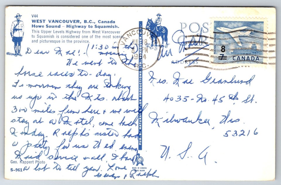 Vintage Postcard POSTED West Vancouver British Columbia Canada Howe ...