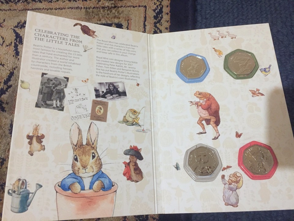 Beatrix Potter 50p Coins Jemima Puddle-Duck, Peter Rabbit, Squirrel ...