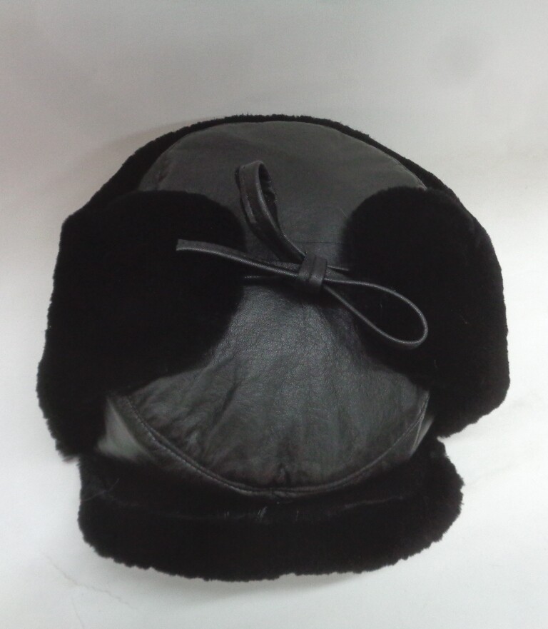 BRAND NEW BLACK SHEARED BEAVER FUR & LEATHER RUSSIAN STYLE HAT MEN MAN ...