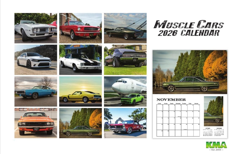2026 MUSCLE CARS WALL CALENDAR 16 Month W/POSTER Classic High ...