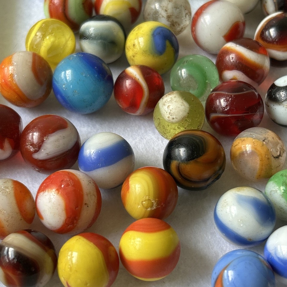 42 Vintage Akro Agate Corkscrew Marbles Lot Snakes Blueberry Wounded ...