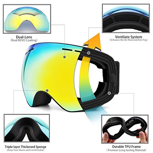 JULI Ski GogglesWinter Snow Sports Snowboard Goggles with Anti-fog UV ...