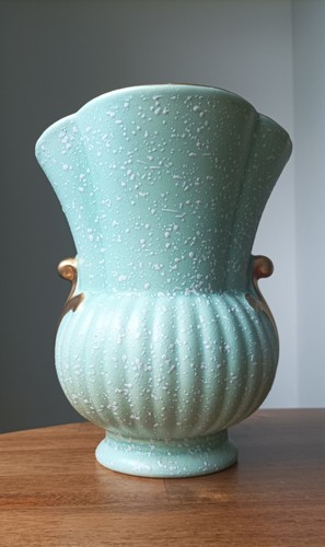 Vintage Art Deco Crown Devon Pottery Green Speckled Vase | eBay UK