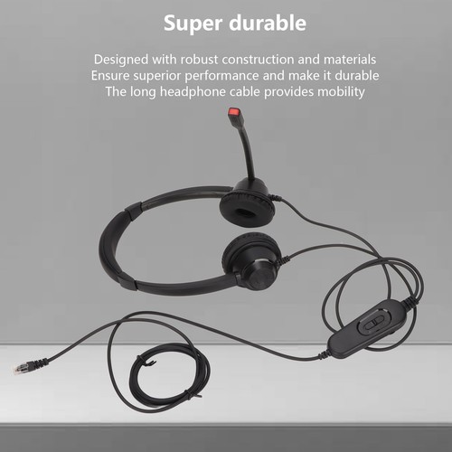 H390D‑RJ9‑MVA Telephone Headset Dual Ear RJ9 Plug Wired Black Noise ...