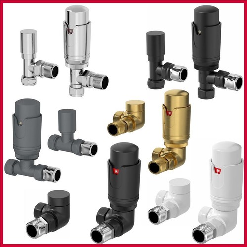 Thermostatic Radiator Valves TRV Heated Towel Rail Angled Corner ...