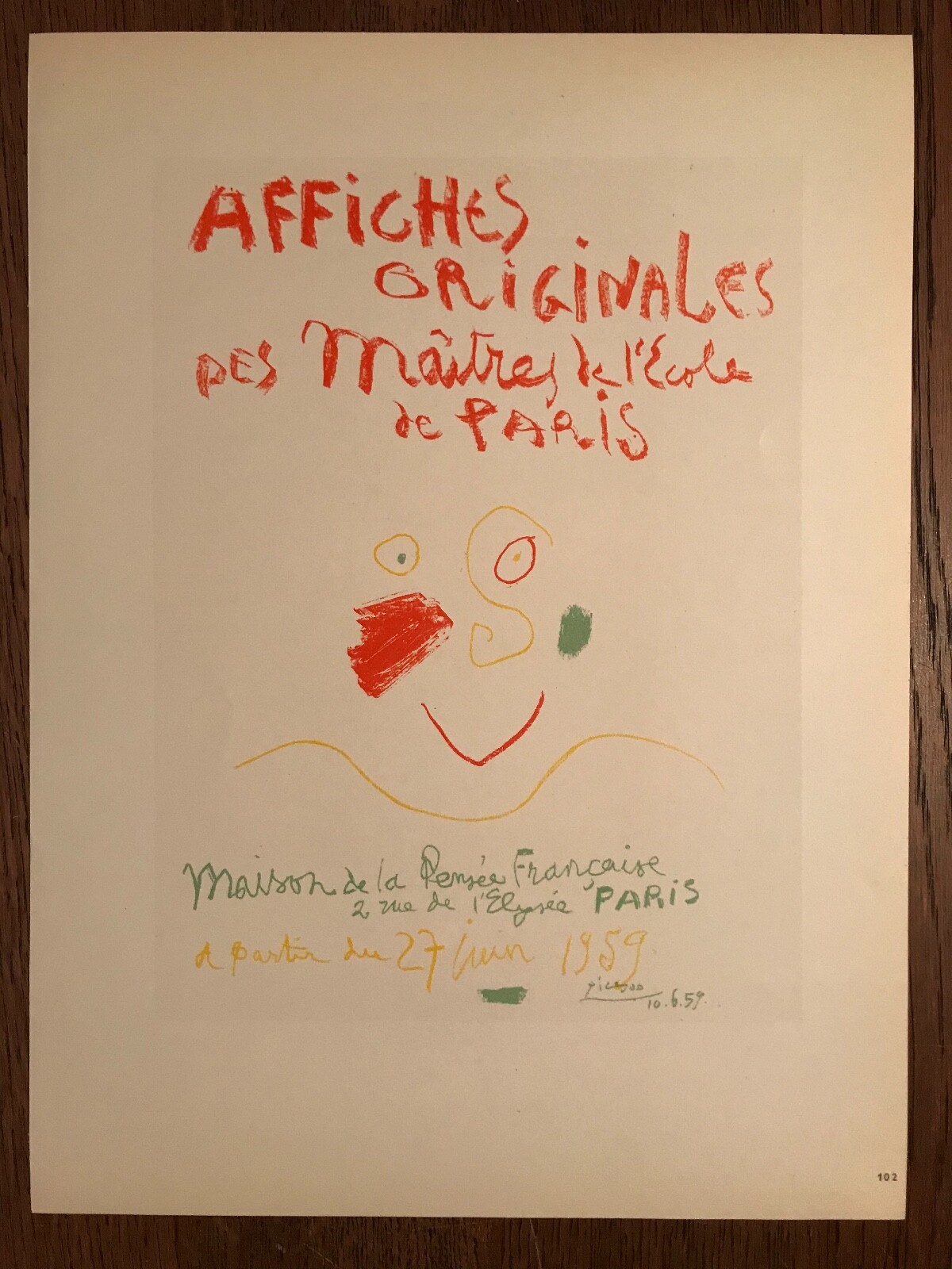 1959 Pablo Picasso Poster "Affiches Originales" Mourlot Lithograph ...