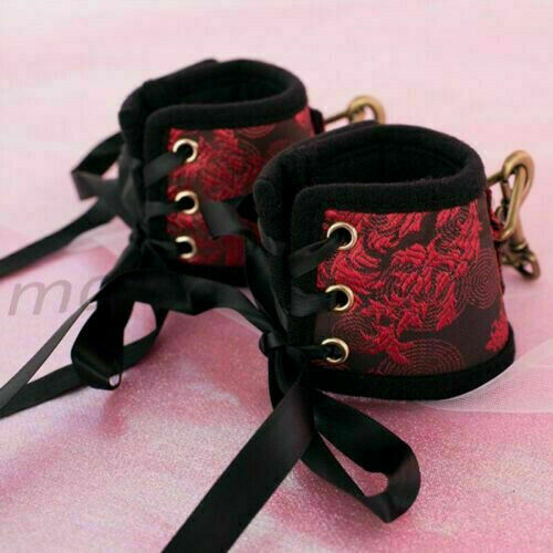 Silky Bed Restraint Handcuffs Ankle Cuffs Neck Collar Leash Eye Patch ...
