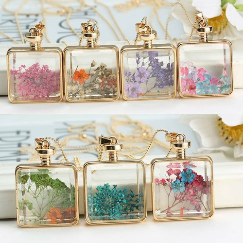 New Natural Real Dried Flower Resin Round Glass Floating Locket Pendant ...