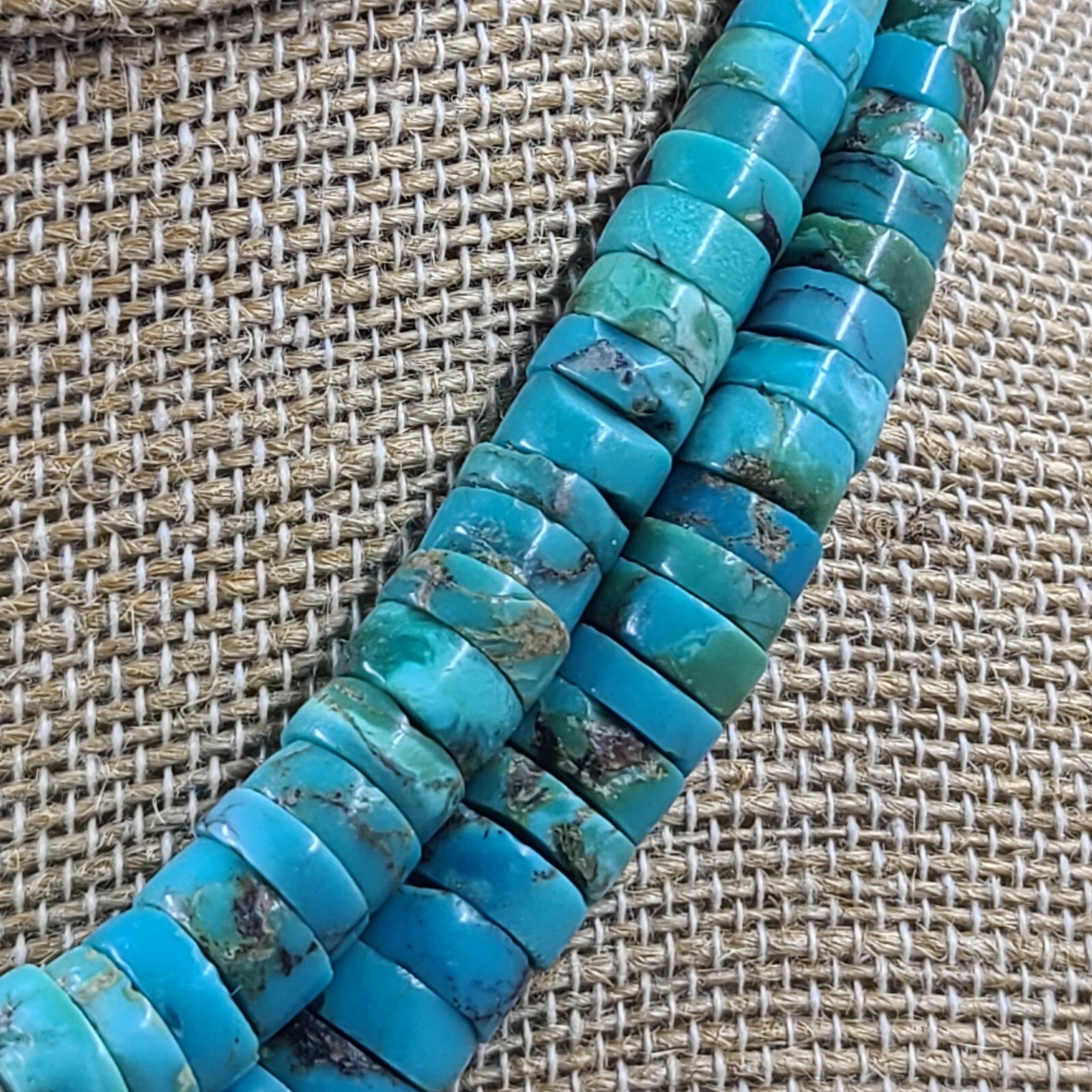 Graduated Heishi Turquoise Shell Red Coral Sterling D… - Gem