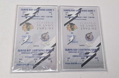 1992-93 Tampa Bay Lightning Inaugural Season 1st Game Commemorative ...
