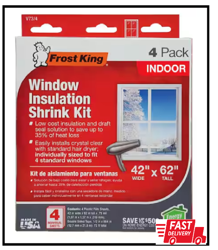 4-PACK Window Insulation Kit for Winter, Cold Drafts, Easy Install Film ...
