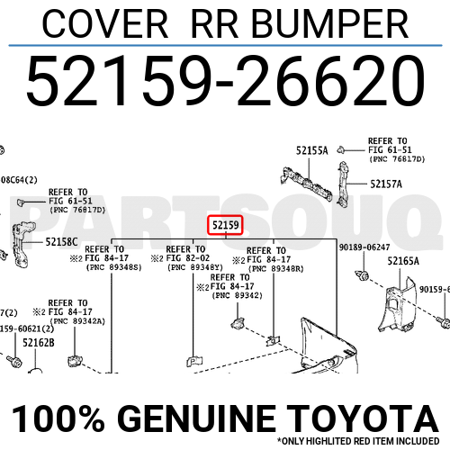 5215926620 Genuine Toyota COVER RR BUMPER 52159-26620 | eBay