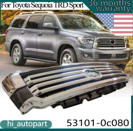 53101-0c080 Chrome Grille w/o Brackets Fits For Toyota Sequoia 5.7L 4 ...