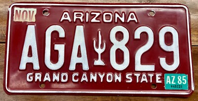 NICE EARLY "A" SERIES, 1980 1985 ARIZONA CLASSIC MAROON LICENSE PLATE ...