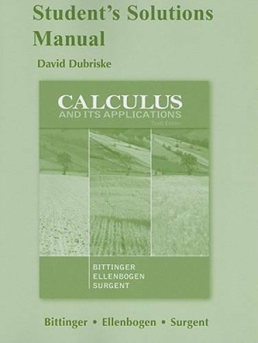 Student Solutions Manual for Calculus and Its Applications - Paperback ...