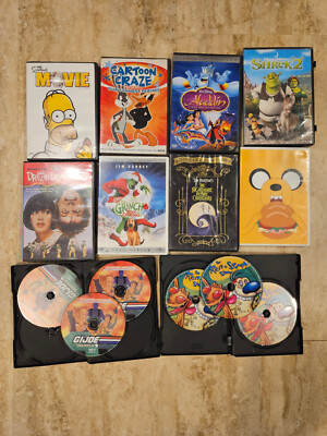 DVD Lot Simpsons Adventure Time Ren and Stimpy GI Joe Shrek Bugs Bunny ...
