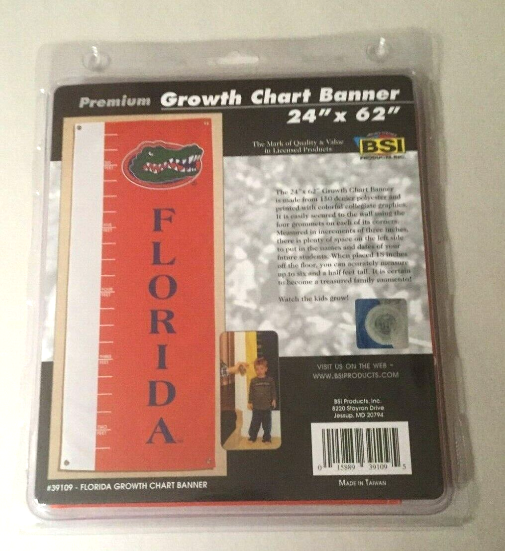 NCAA University of Florida Gators GROWTH CHART BANNER w/4 GROMMETS ...