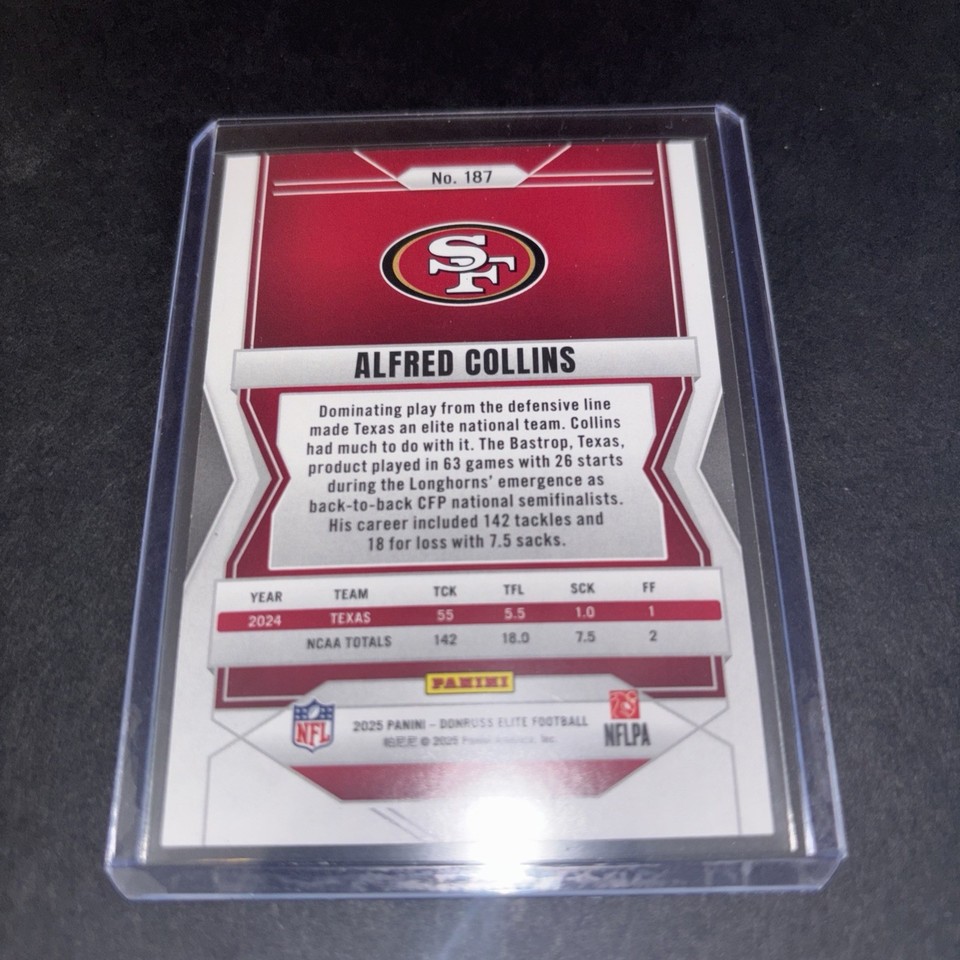 2025 Panini Donruss Elite Alfred Collins Rookies Orange Rookie RC 76/199 49ers | eBay