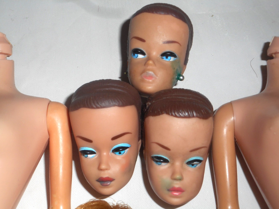 Vintage BARBIE FQ MIDGE TLC 7 DOLLS 16 HEADS ARMS CLOTHES LOT PARTS ...
