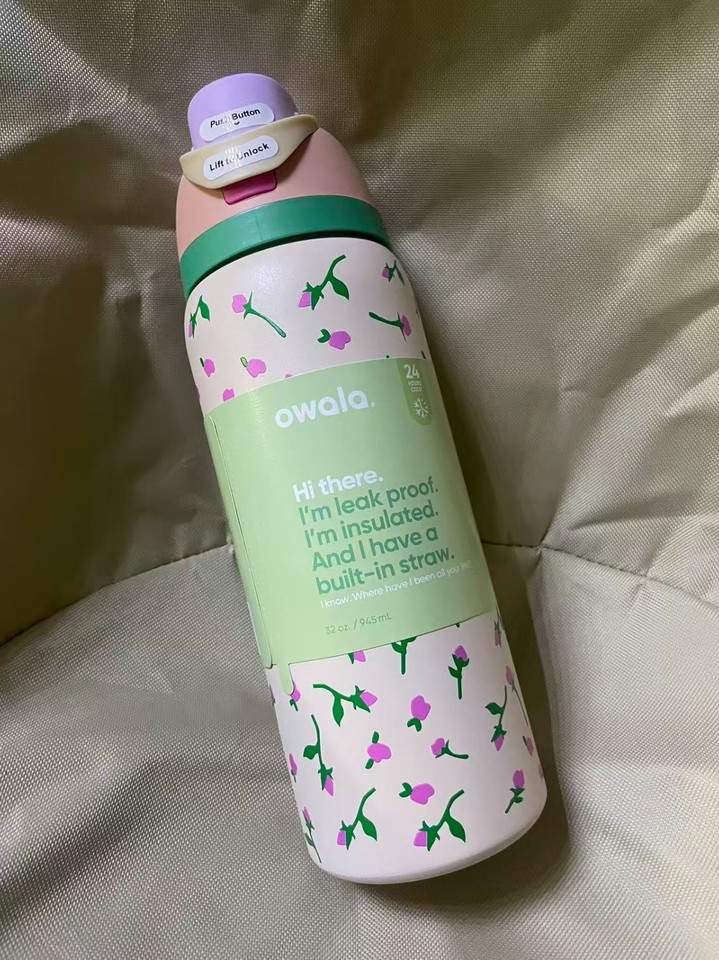 Owala FreeSip 32 oz team time Stainless Steel Cherry Blossoms Water ...