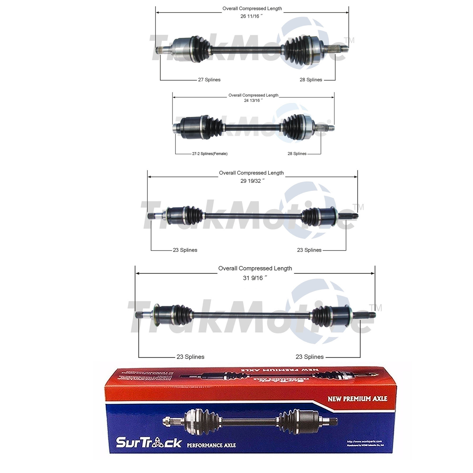 SurTrack Set of Front & Rear CV Axle Shafts KIT For Honda Element 2003 ...