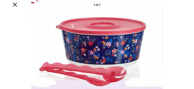 Falling for floral NEW tupperware 18 cup serving bowl seal tongs | eBay