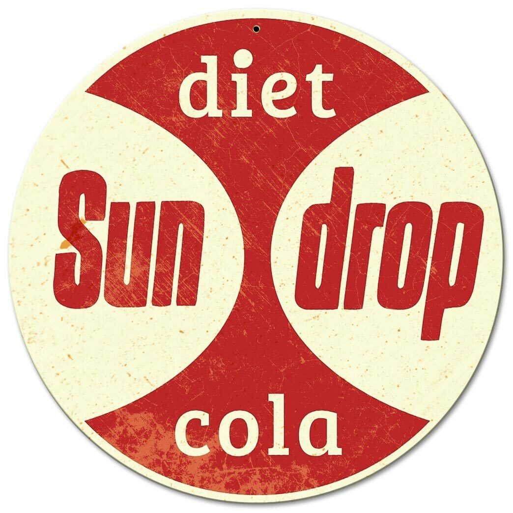 DIET SUNDROP COLA SODA POP 14" ROUND HEAVY DUTY USA MADE METAL ...