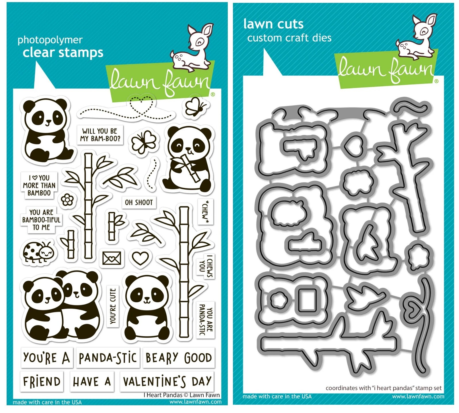 New! Lawn Fawn I HEART PANDAS Clear Stamp and Die Set LF3596 & LF3597 ...