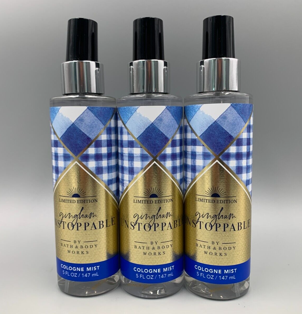 Bath & Body Works Gingham Unstoppable Cologne Mist S/3 Full Size 5 Fl ...